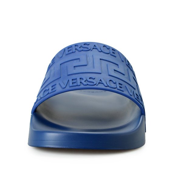 Versace | Shoes | Versace Mens Navy Blue Greca Print Embossed Pool ...